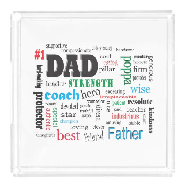 Best Dad Word Cloud Acrylic Tray | Zazzle