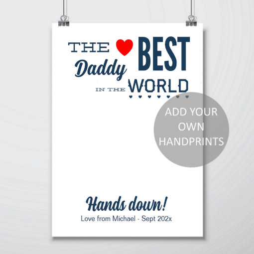 Best Daddy DIY Handprint Template Poster | Zazzle