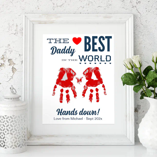 Best Daddy DIY Handprint Template Poster | Zazzle