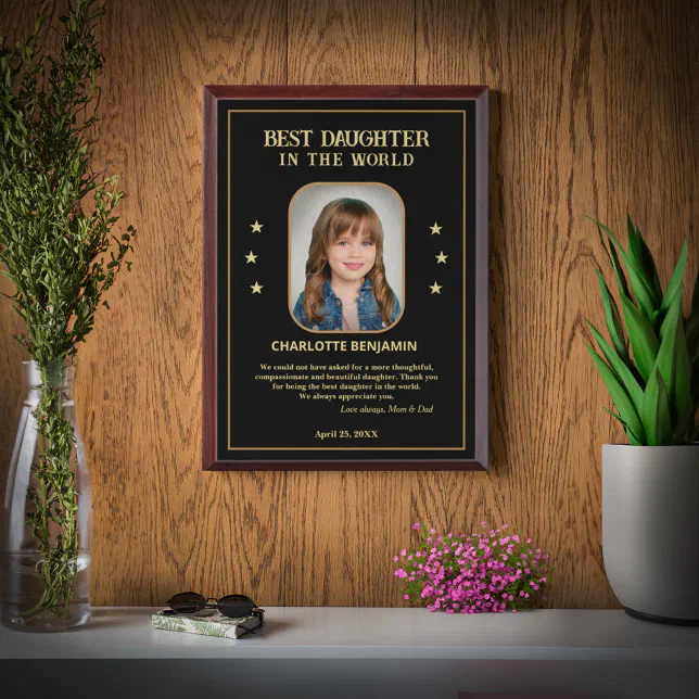 Best Daughter In The World Photo Personalize Award Plaque | Zazzle
