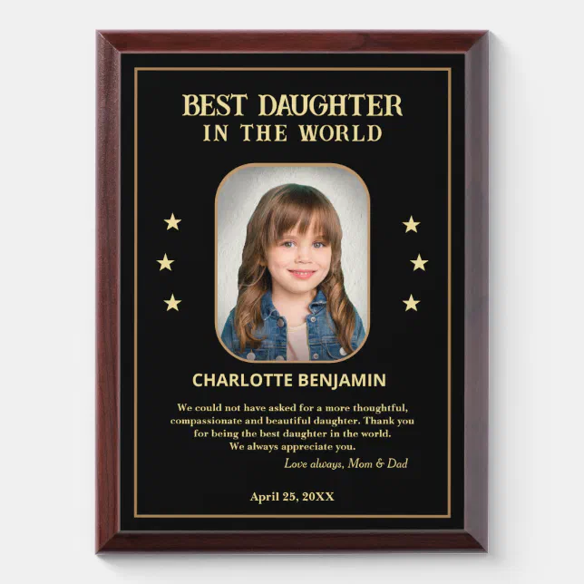 Best Daughter In The World Photo Personalize Award Plaque | Zazzle
