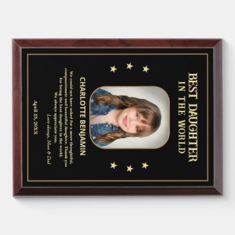 Best Daughter In The World Photo Personalize Award Plaque | Zazzle