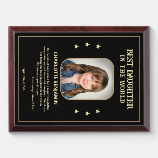 Best Daughter In The World Photo Personalize Award Plaque | Zazzle