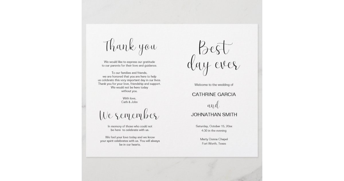 Best day ever, Modern Wedding Foldable Program | Zazzle