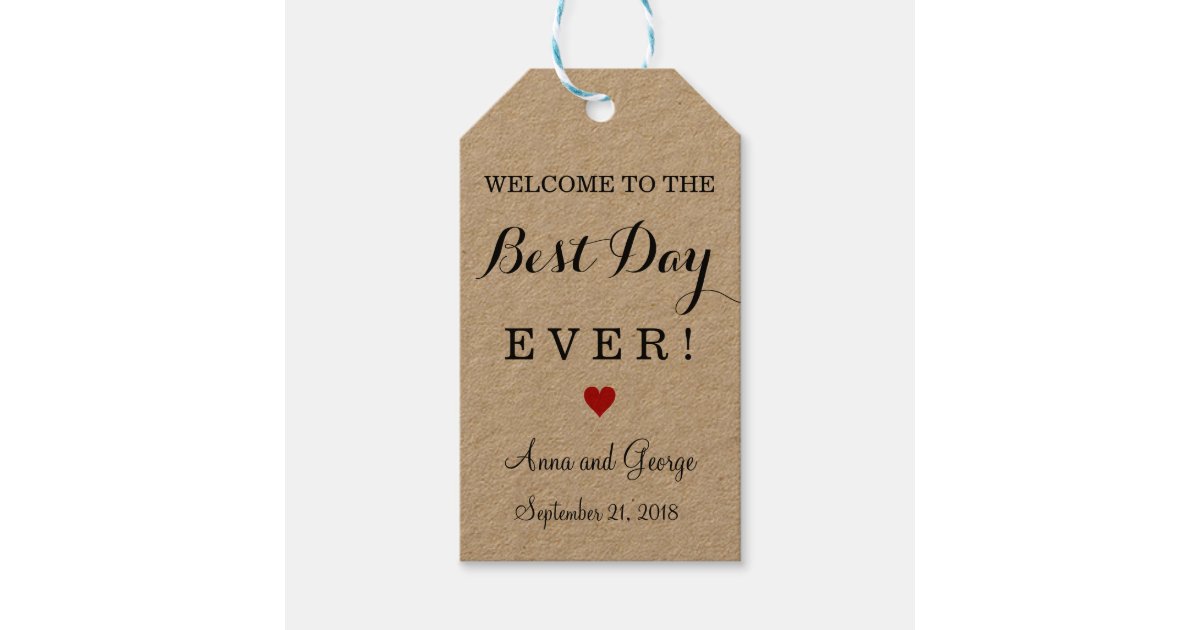 Best Day Ever Personalized Wedding Favor Tags | Zazzle