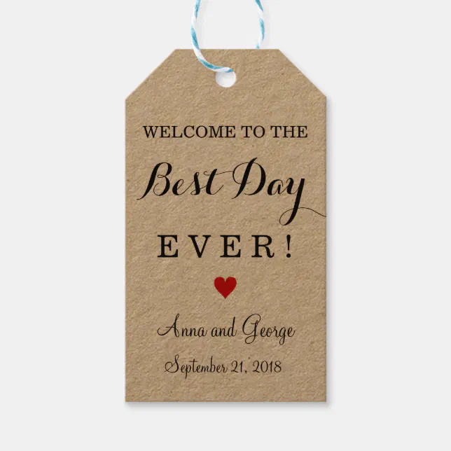 Best Day Ever Personalized Wedding Favor Tags | Zazzle