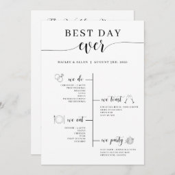 Best Day Ever Wedding Timeline Program | Zazzle