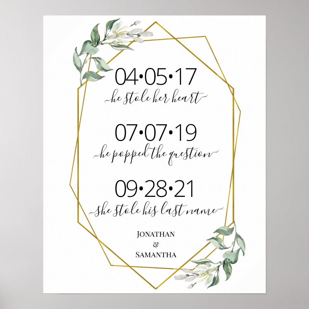 Best day sign wedding date yes day greenery gold | Zazzle