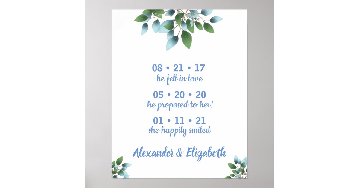 Best Day Wedding Date Yes Sign Eucalyptus Greenery | Zazzle
