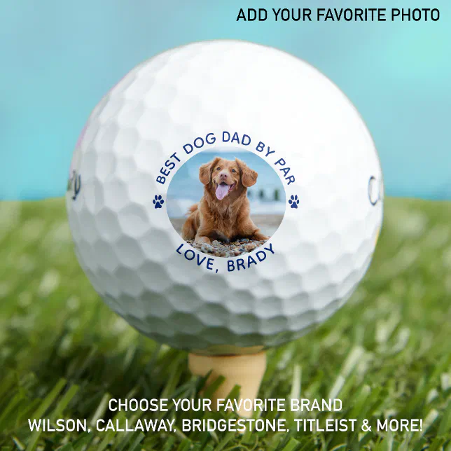 Best DOG DAD By Par Customized Paw Print Photo Golf Balls | Zazzle