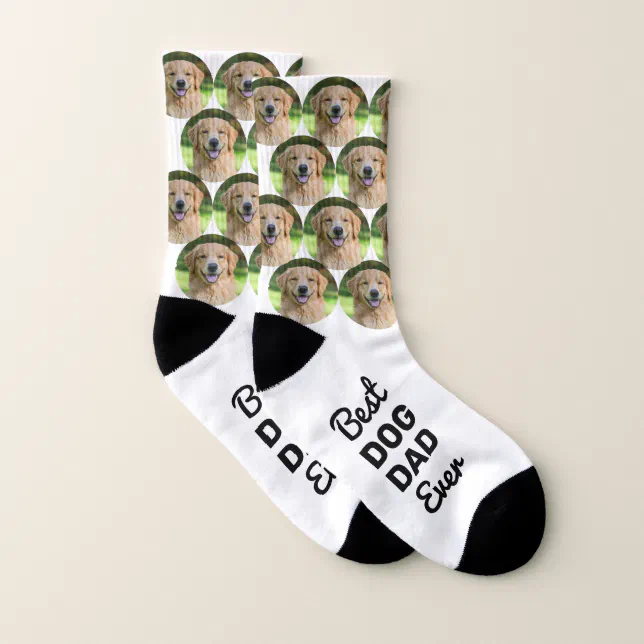 Best Dog Dad Ever Personalized Cute Pet Photo Socks | Zazzle