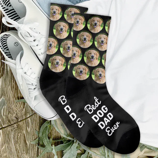 Best Dog Dad Ever Personalized Pet Photo Socks | Zazzle