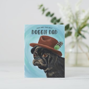 Best Dog Dad Pug Puppy Father's Day Postcard | Zazzle