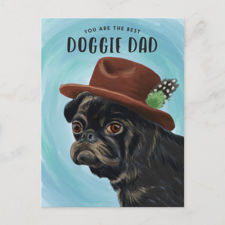 Best Dog Dad Pug Puppy Father's Day Postcard | Zazzle