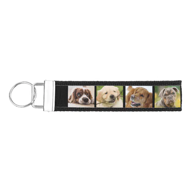 Best Dog Ever Photo Collage Fun Black White Wrist Keychain | Zazzle