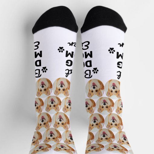 Best DOG MOM Ever Personalized Cute Pet Photo Socks | Zazzle