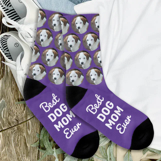 Best Dog Mom Ever Personalized Fun Cool Pet Photo Socks | Zazzle