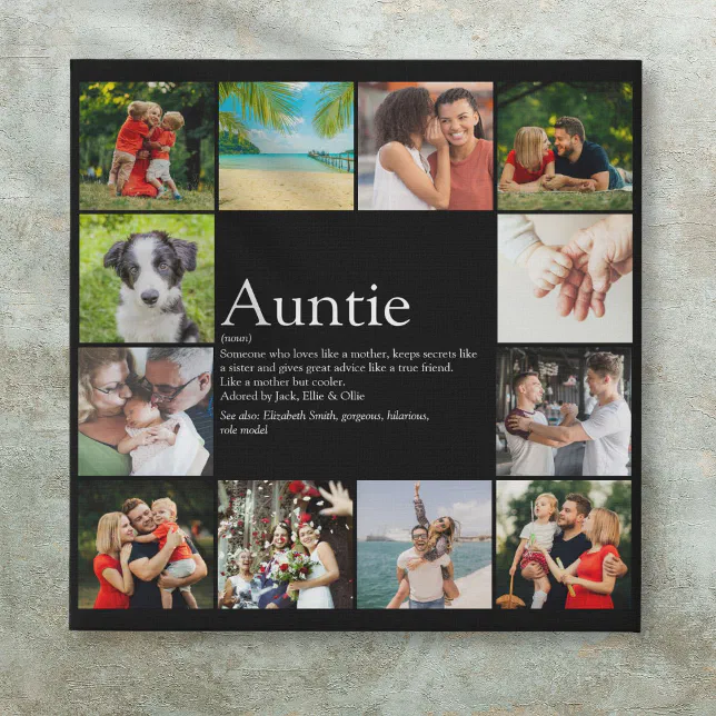 Best Ever Aunt Auntie Definition 12 Photo Collage Faux Canvas Print ...