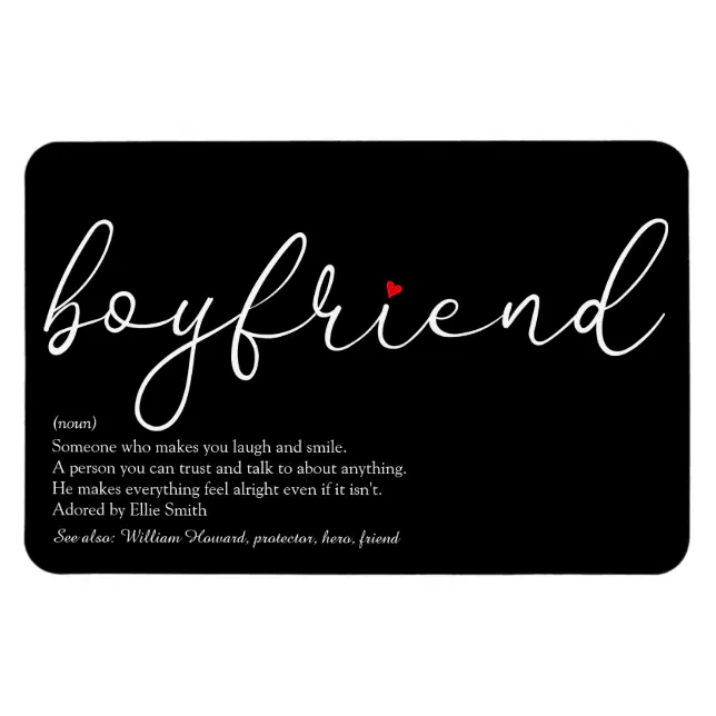 Best Ever Boyfriend Definition Script Love Heart Magnet | Zazzle