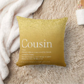 Best Ever Cousin Definition Glitzy Gold Glitter Throw Pillow | Zazzle