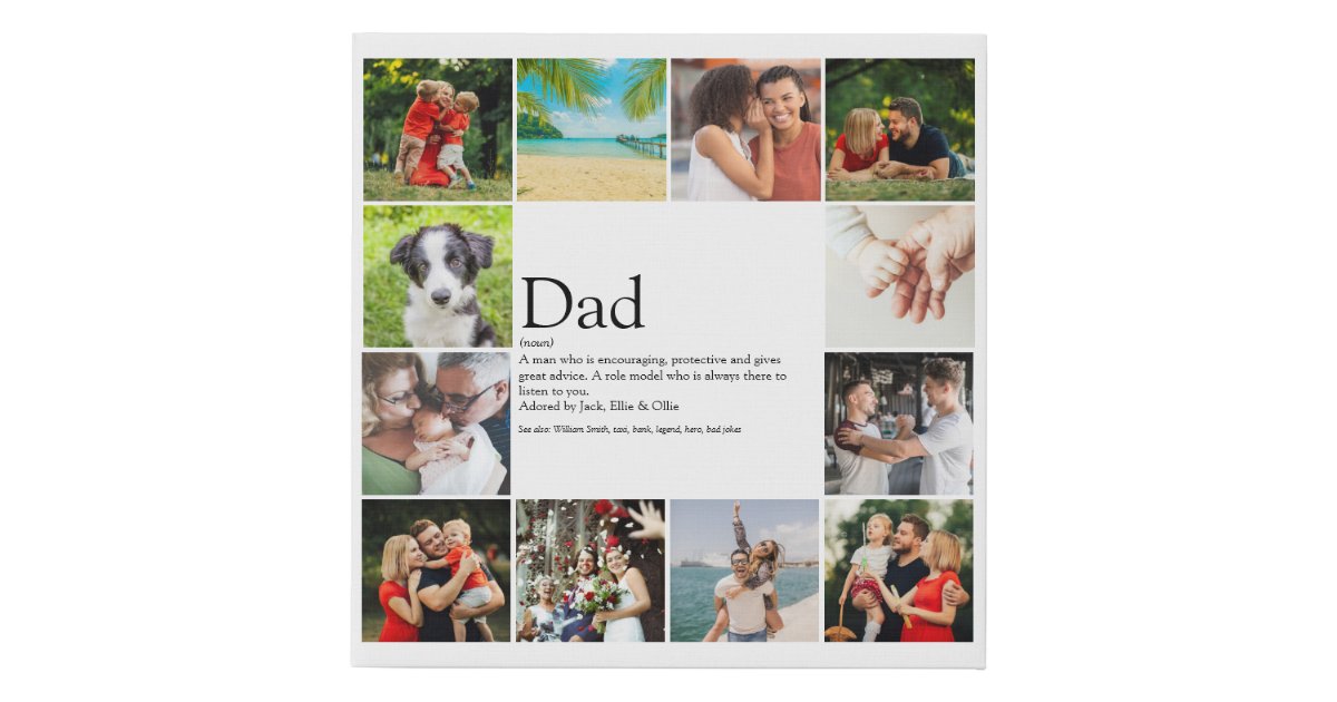 Best Ever Dad, Daddy, Father Definition 12 Photo Faux Canvas Print | Zazzle