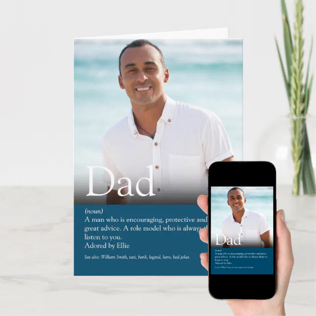 Best Ever Dad, Daddy, Father Definition Photo Card | Zazzle