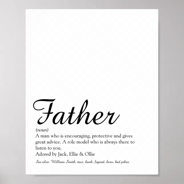 Best Ever Dad, Daddy, Father Definition Script Poster | Zazzle