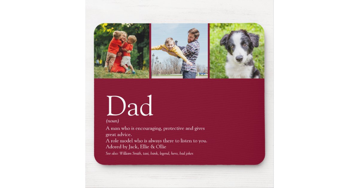 Best Ever Dad Father Definition Photo Burgundy Mouse Pad | Zazzle