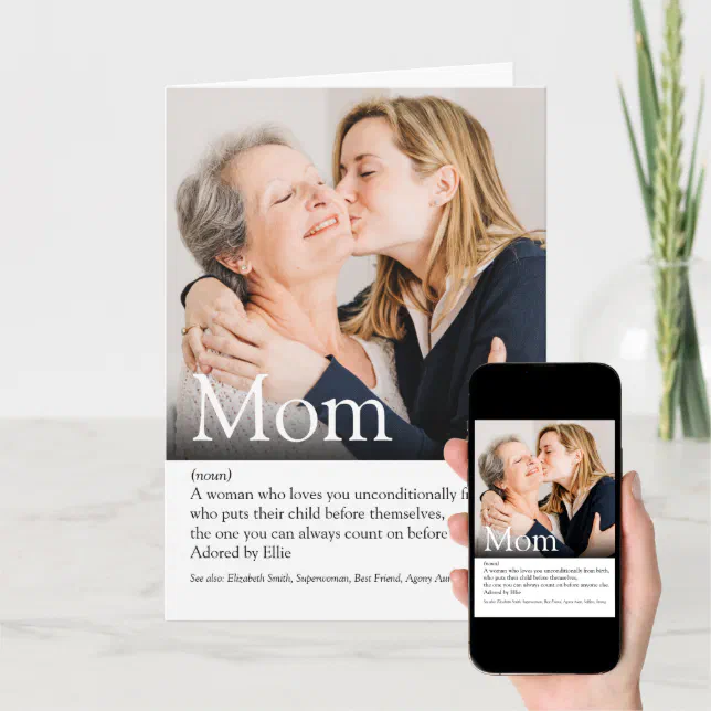 Best Ever Mom, Mum, Mother Definition Photo Card | Zazzle