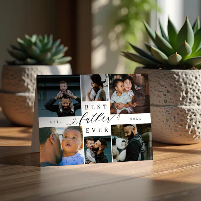 Best Father Ever | Father's Day 6 Photo Collage Card | Zazzle