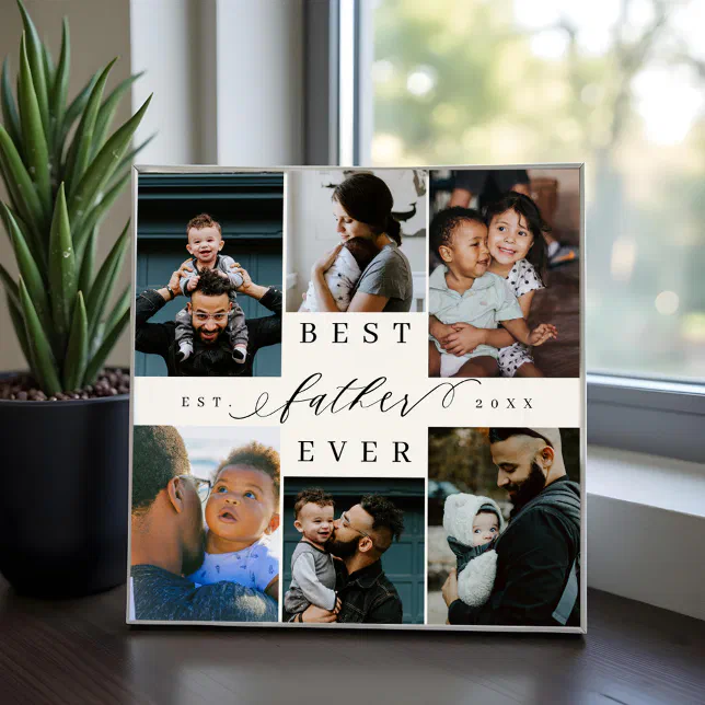 Best Father Ever | Father's Day 6 Photo Collage Plaque | Zazzle