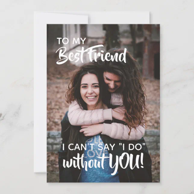 Best Friend Bridesmaid Proposal White Text Heart Invitation | Zazzle