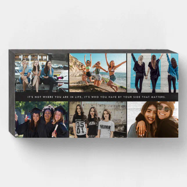 Best Friend Friendship Quote Photo Collage Wooden Box Sign | Zazzle