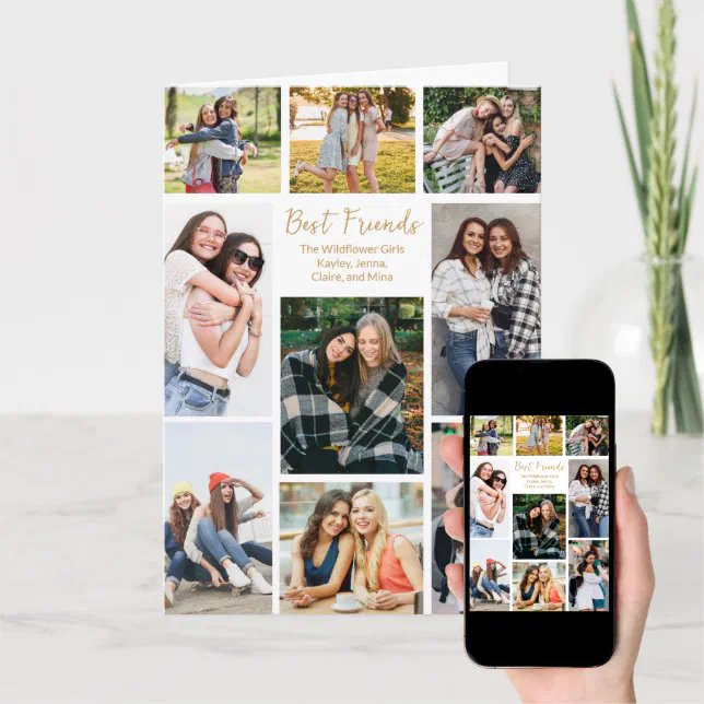 Best Friend Photo Collage Customizable Message Card | Zazzle