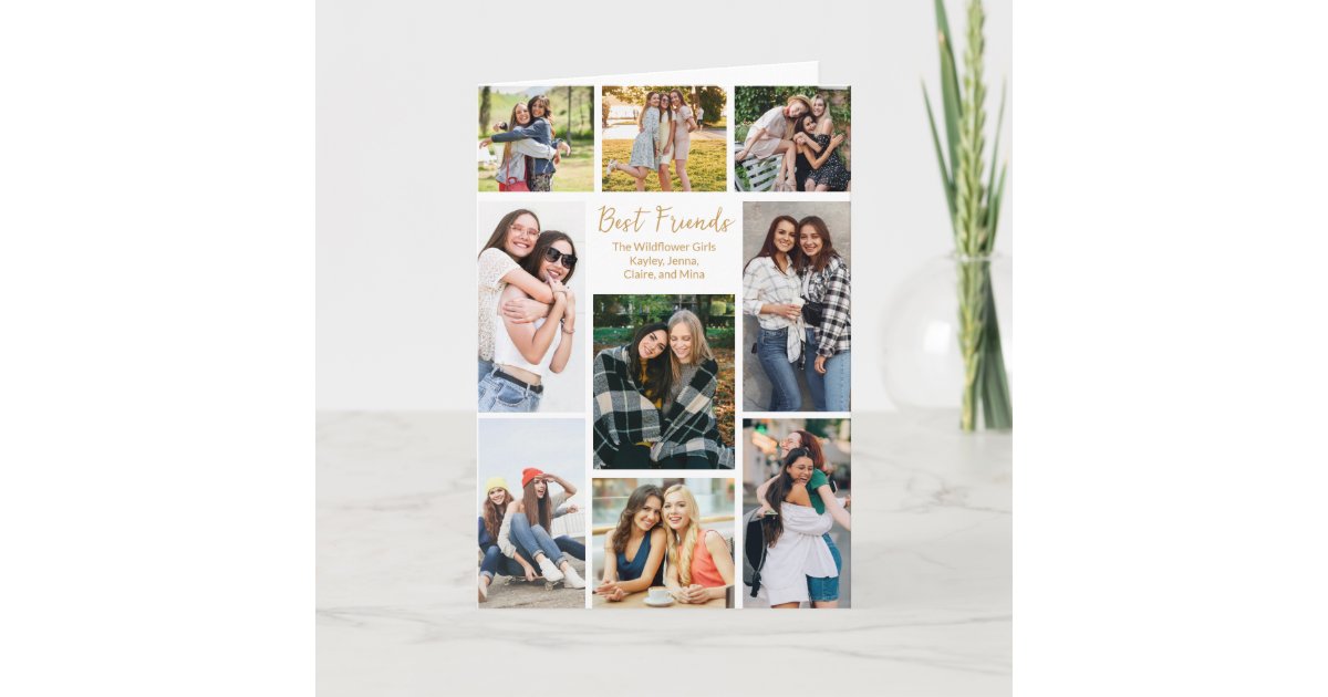 Best Friend Photo Collage Customizable Message Card | Zazzle