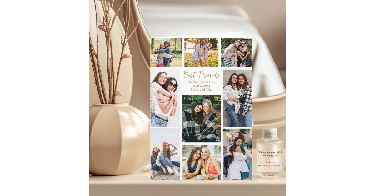 Best Friend Photo Collage Customizable Message Card | Zazzle