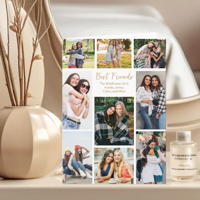 Best Friend Photo Collage Customizable Message Card | Zazzle
