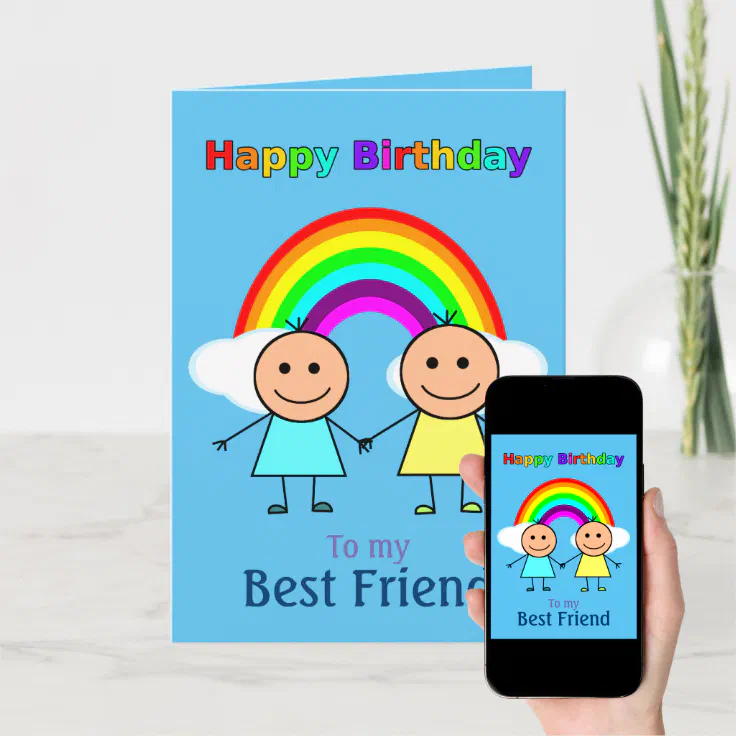 Best Friend Rainbow Personalized Birthday Card | Zazzle