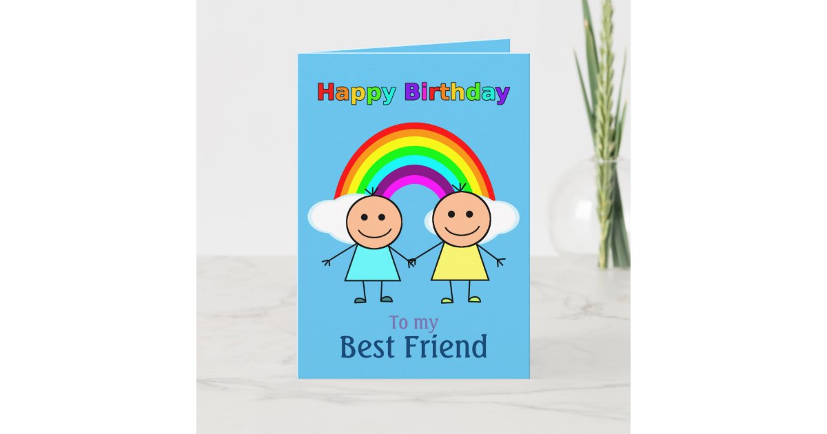 Best Friend Rainbow Personalized Birthday Card | Zazzle