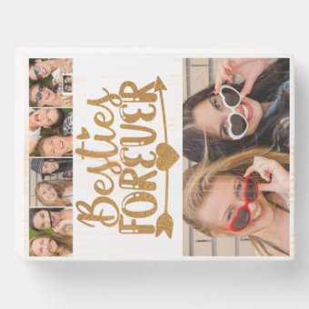 Best Friends Besties Forever Five Photo Wooden Box Sign | Zazzle