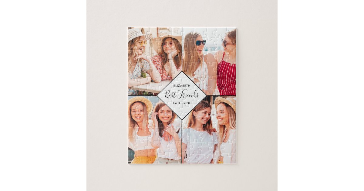 Best Friends BFFs Besties Name Photo Collage Jigsaw Puzzle | Zazzle
