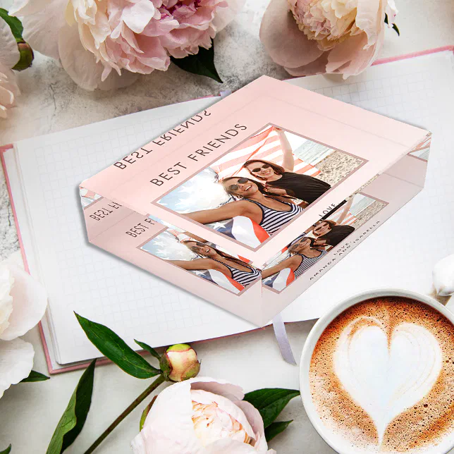 Best friends blush rose gold BFF photo Paperweight | Zazzle