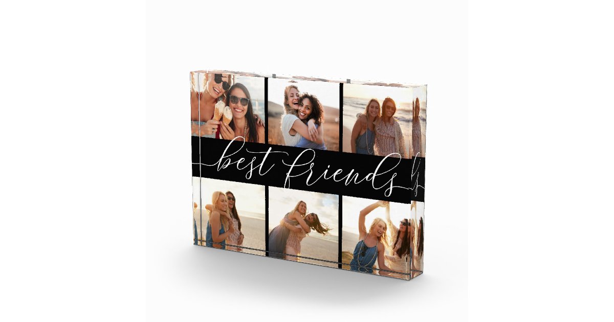 Best Friends Calligraphy Collage Photo Block | Zazzle.com