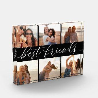Best Friends Calligraphy Collage Photo Block | Zazzle