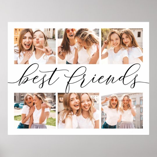 Best Friends Calligraphy Photo Collage Poster | Zazzle.com