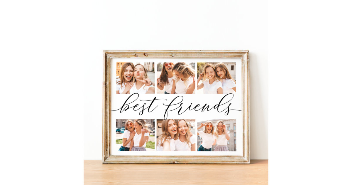 Best Friends Calligraphy Photo Collage Poster | Zazzle