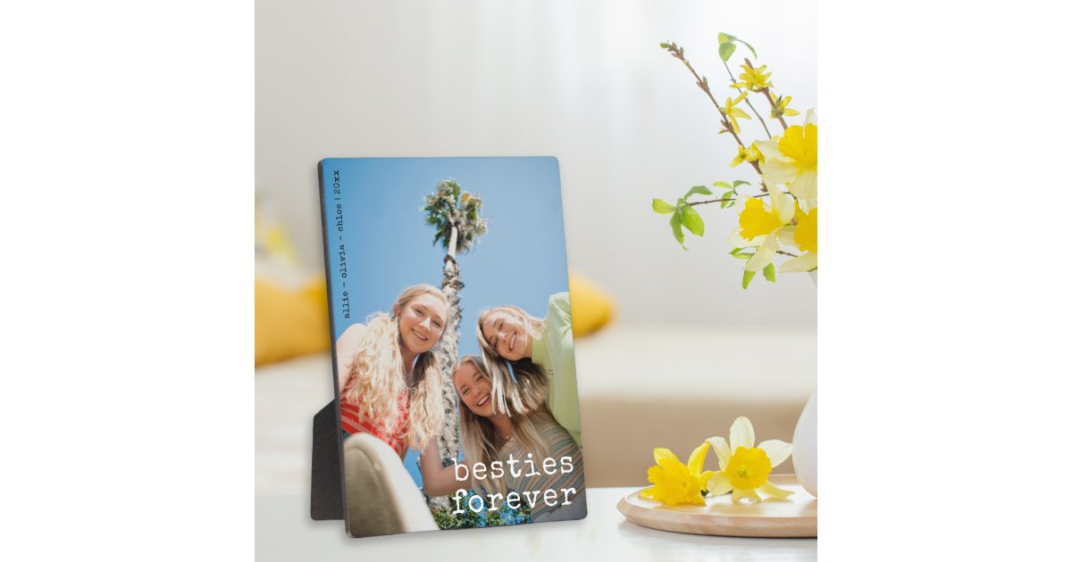 Best Friends Custom Besties Forever Overlay Photo Plaque | Zazzle
