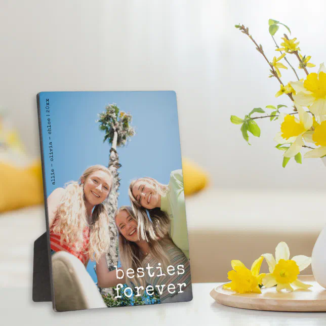Best Friends Custom Besties Forever Overlay Photo Plaque | Zazzle