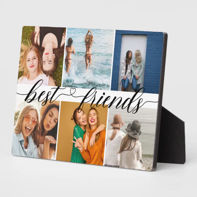 Best Friends Custom Photo Cute 6 Photo Collage Plaque | Zazzle