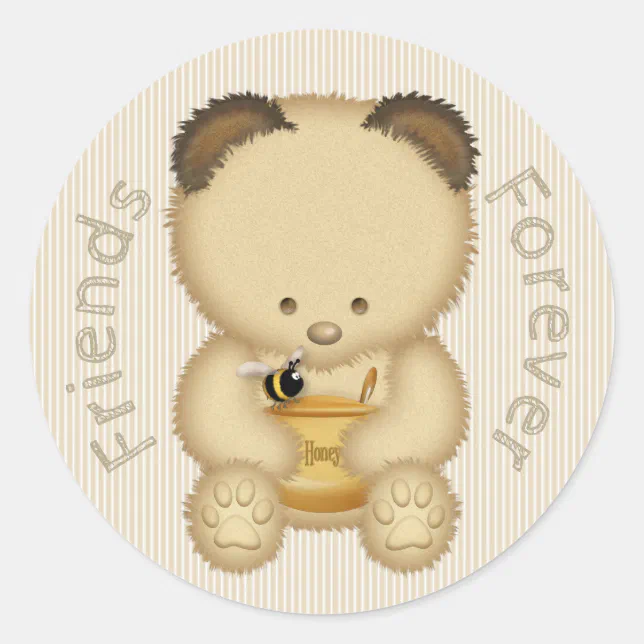 Best Friends Cute Honey Bear Classic Round Sticker | Zazzle